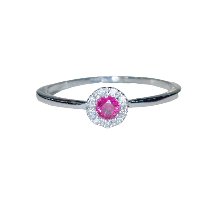 Inel aur alb cu diamant si rubin, Ilex Gold, 285322, 52 mm - eMAG.ro