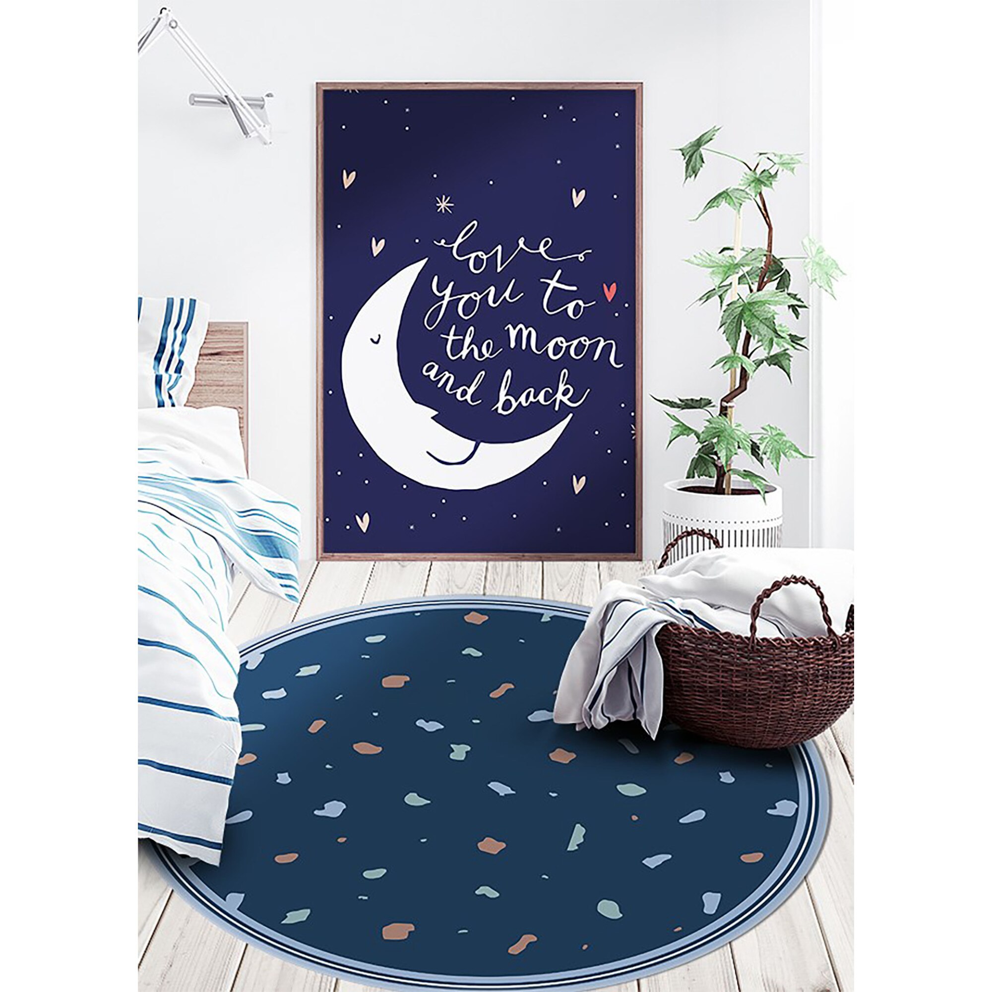 Covor de vinil, PVC, culturi abstracte, Albastru, Rotund Ø 100 cm ...