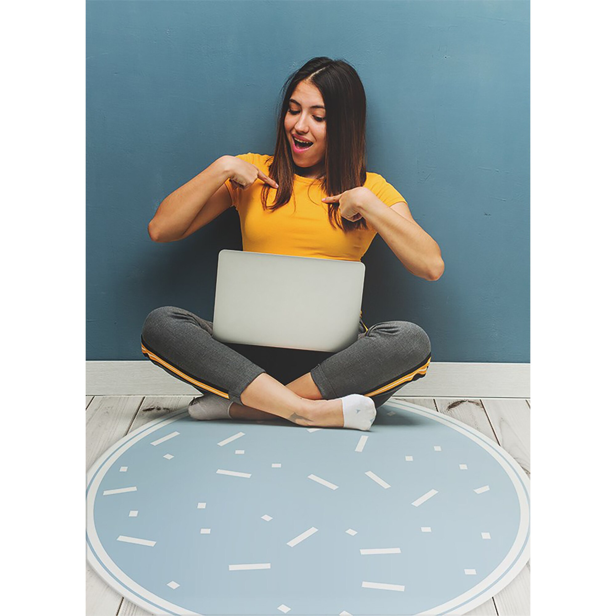 Vinyl szőnyeg, PVC, kerek, Hátoldal, Kék, Ø 90 cm ...