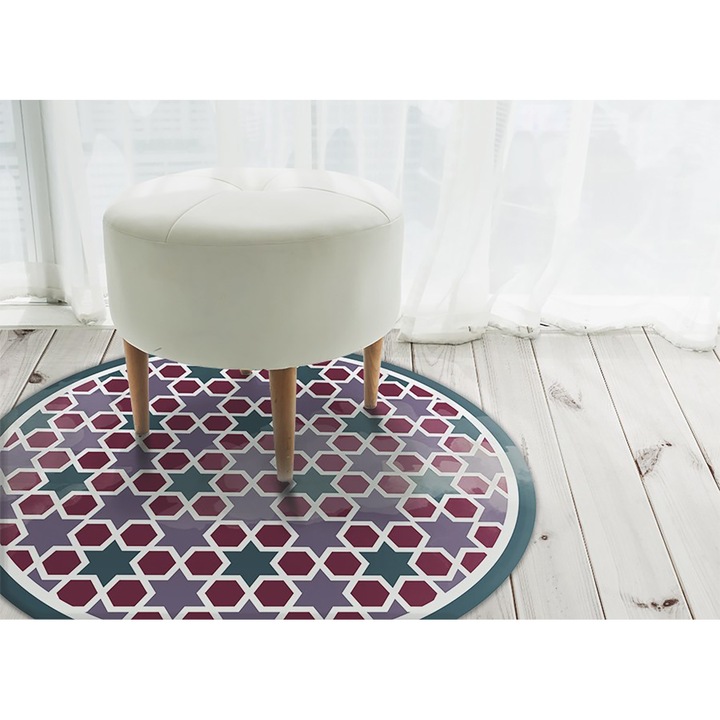 Covor de vinil, PVC, stele geometrice, Roz, Rotund Ø 60 cm ...