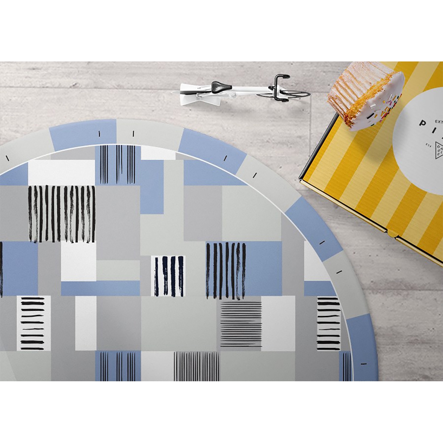 Covor de vinil, PVC, dreptunghiuri geometrice, Albastru, Rotund Ø 60 cm ...