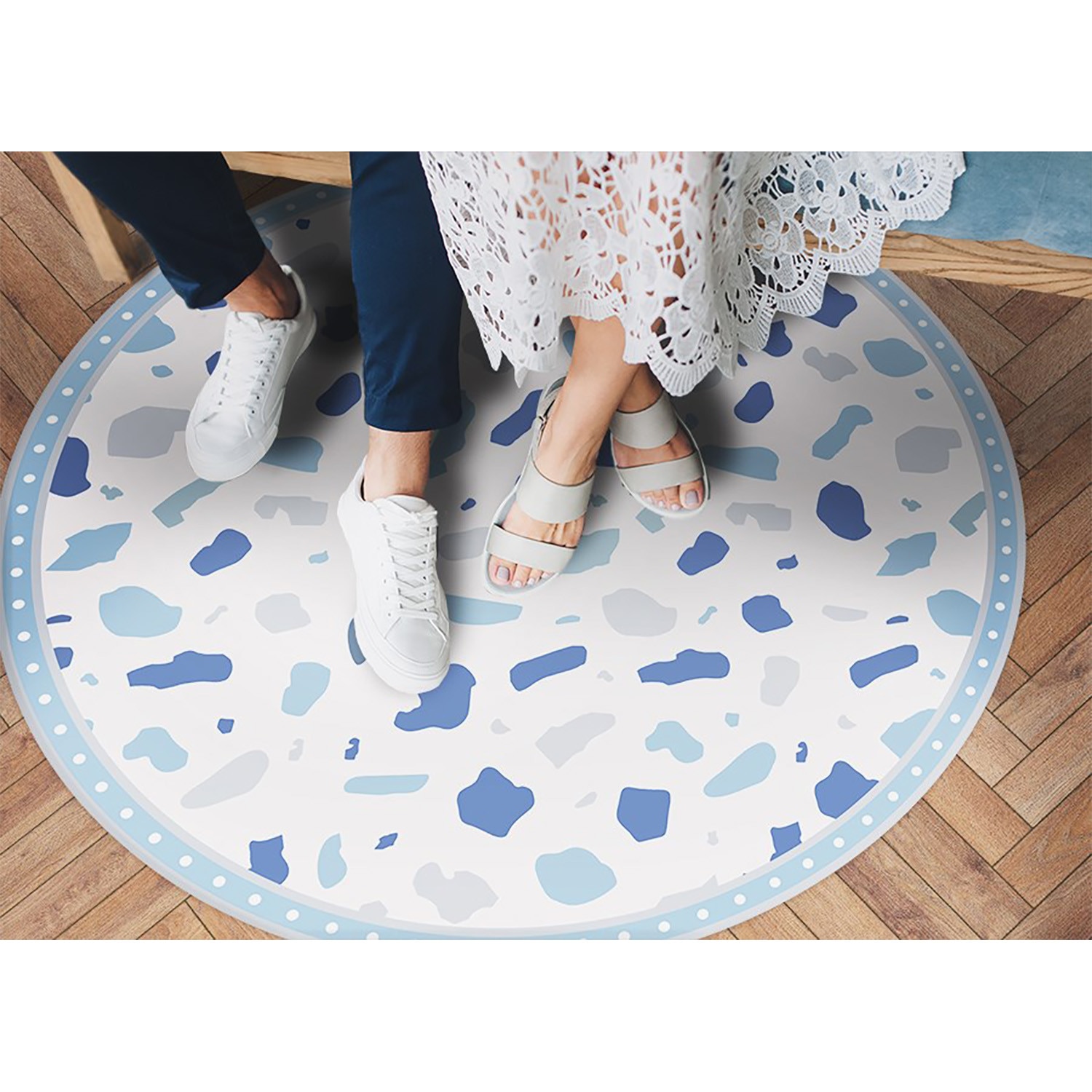 Covor de vinil, PVC, culturi abstracte, Roz, Rotund Ø 90 cm ...