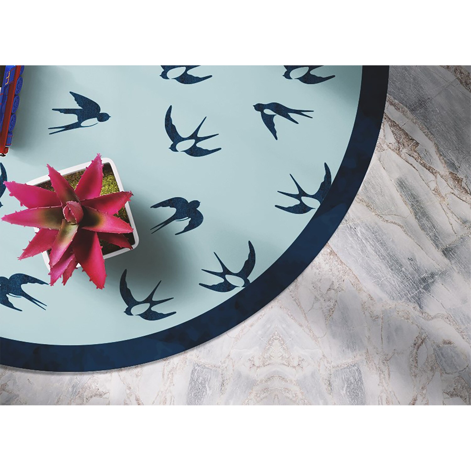 Covor de vinil, PVC, a inghiti, Albastru, Rotund Ø 150 cm ...