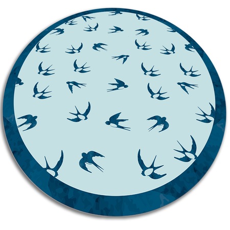 Covor de vinil, PVC, a inghiti, Albastru, Rotund Ø 150 cm ...