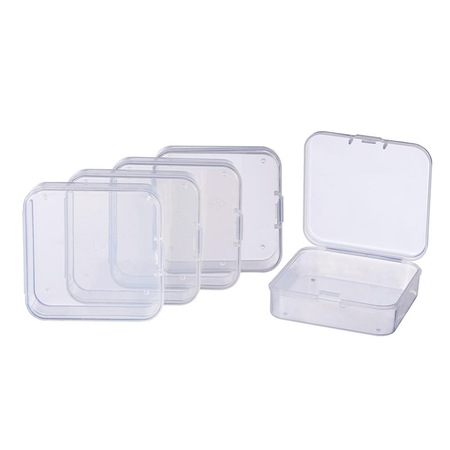 Set 5 cutiute recipient depozitare plastic transparente cu capac ...
