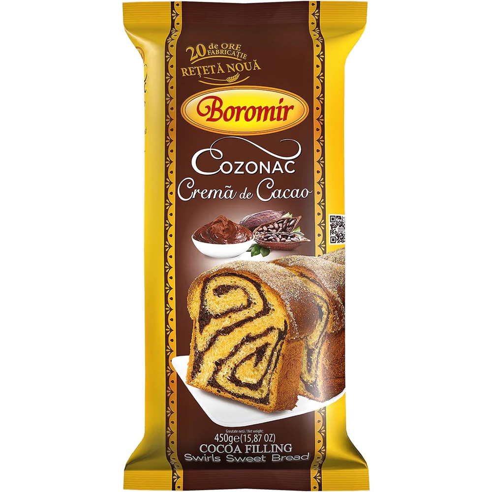 Cozonac Boromir, Crema de Cacao, Cantitate 450 g - eMAG.ro