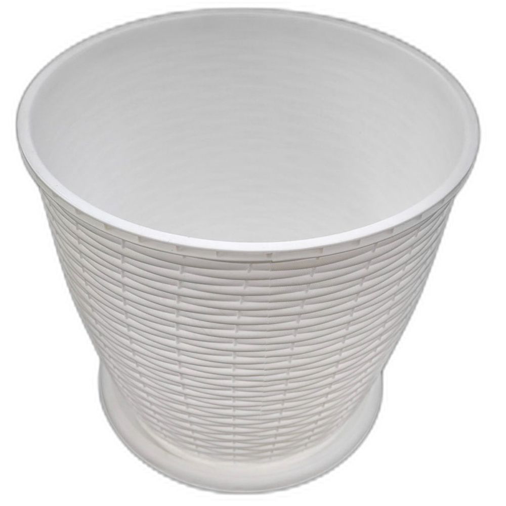 Ghiveci pentru Flori din Plastic, Include Tavita, 6 L, Culoare Alb ...