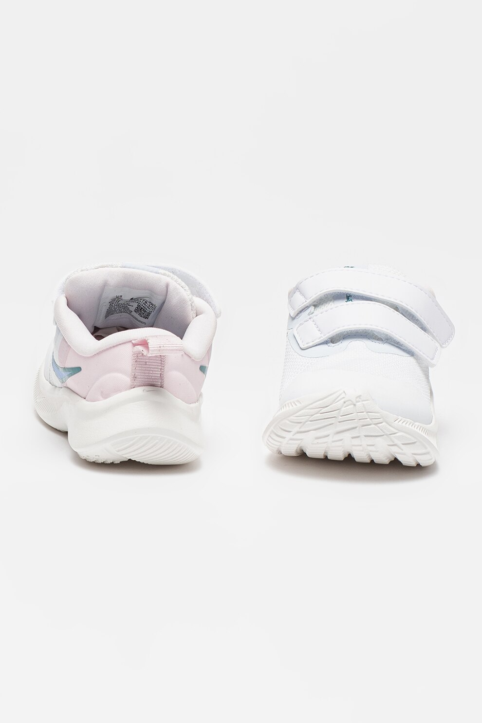 Nike, Pantofi sport cu velcro si insertii de plasa Star Runner 3, Alb, Roz pastel, 22 EU - eMAG.ro