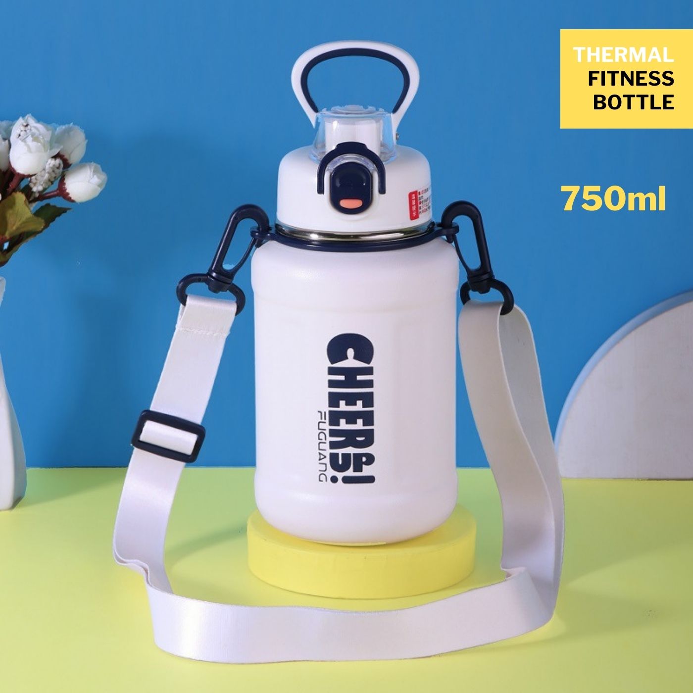 Sticla sport tip termos pentru fitness - 750ml, recipient inox, 6 ...