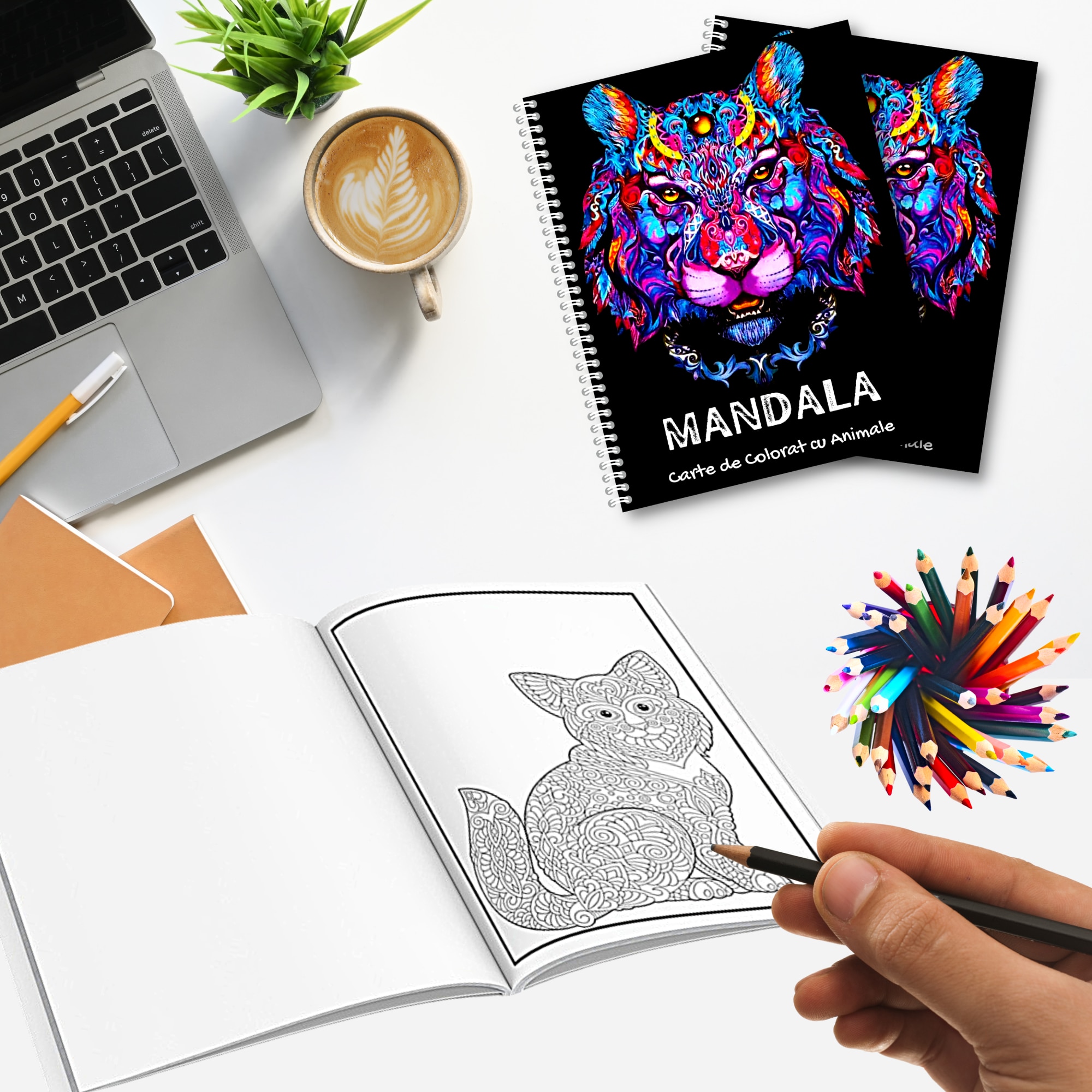 Carte de Colorat pentru Adulti, 50 de Mandale cu Animale, 102 Pagini ...