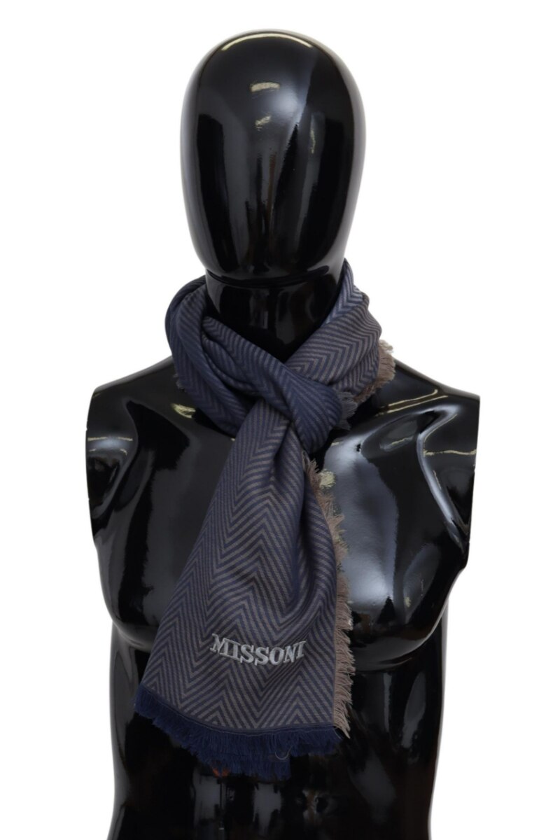 Fular barbati, Missoni, Lana, 180 x 140 cm, Albastru - eMAG.ro