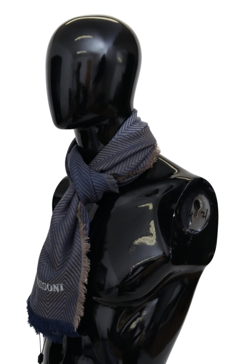 Fular barbati, Missoni, Lana, 180 x 140 cm, Albastru - eMAG.ro