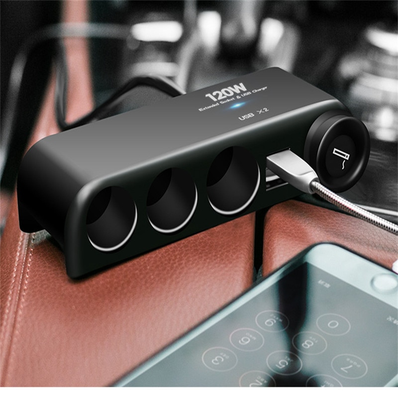 Multiplicator priza bricheta auto, MorFansi, 12V-24V, 120W, cu 4 Iesiri ...