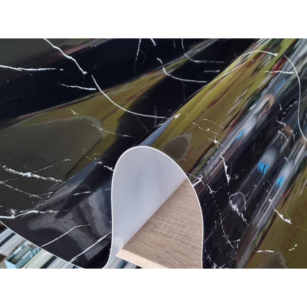 Folie protectie blat mobila, marmura neagra, fara adeziv, 1.2 mm ...