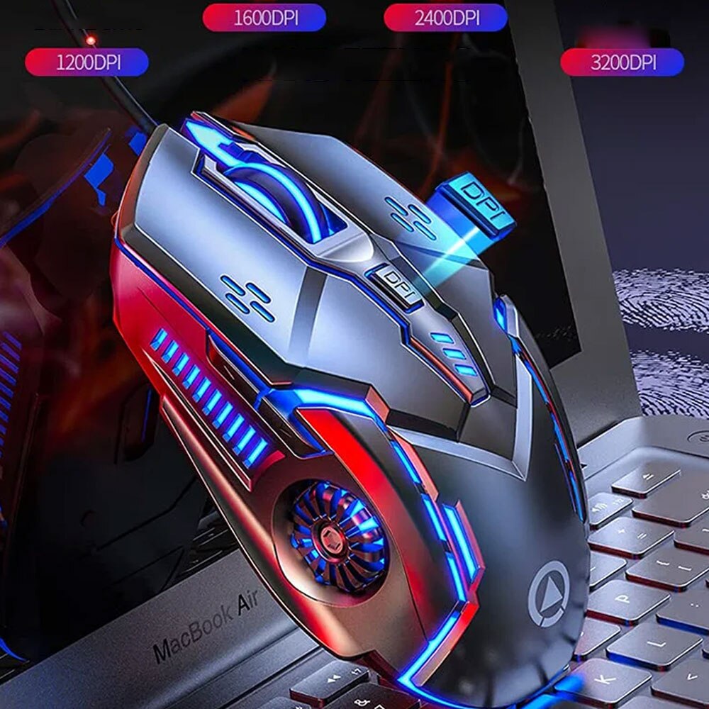 Vaxiuja Gamer egér, 3200 DPI, 6 gomb, kábelhossz 1,5 m, RGB, fekete ...