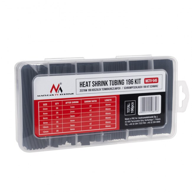 Set 196 tuburi termocontractabile, Maclean, 2-12mm, Negru - eMAG.ro