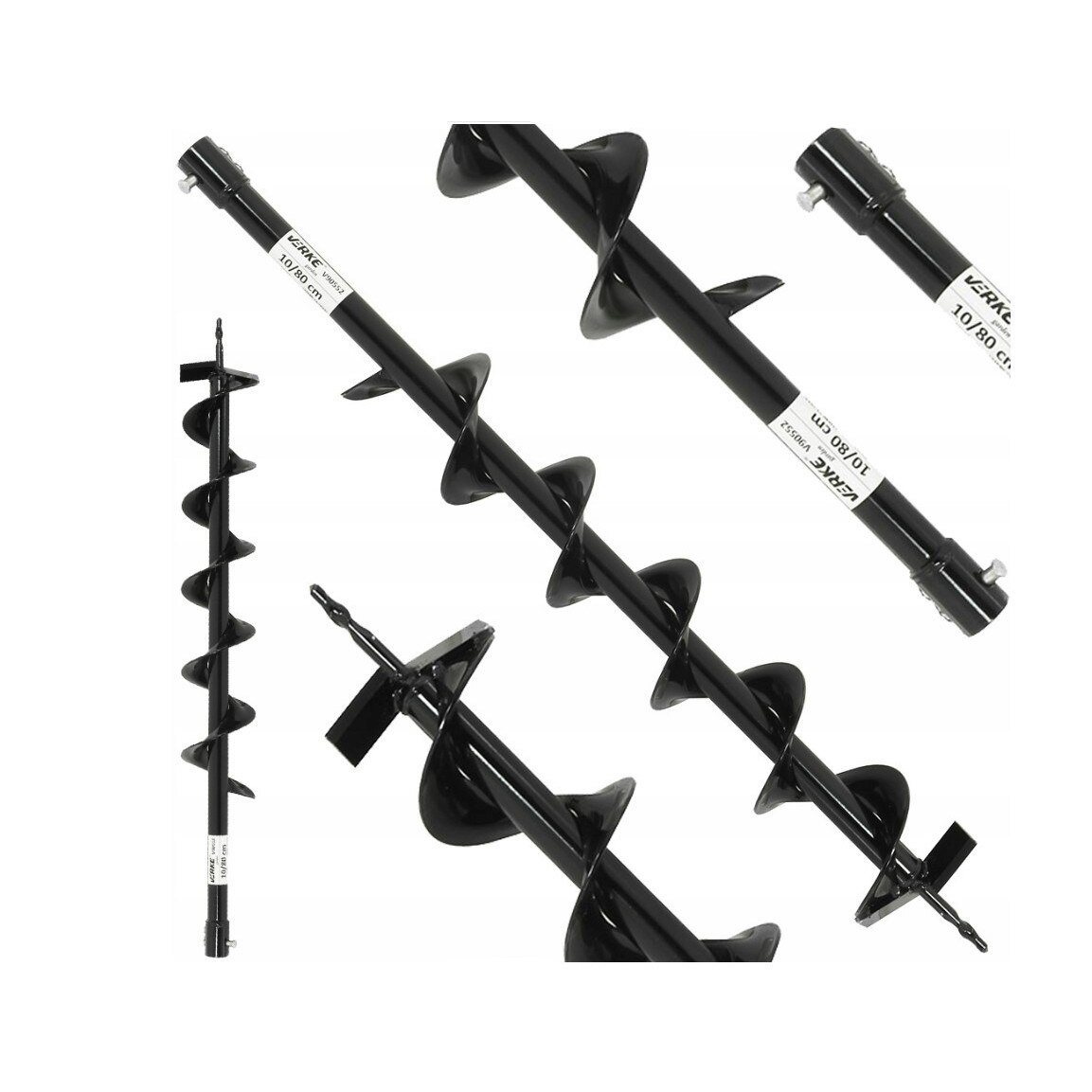 Burghiu pamant 10 cm x 80 cm, pentru motoburghiu, Verke - eMAG.ro