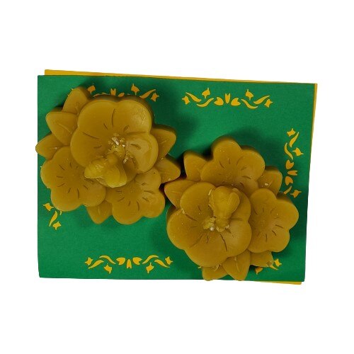 Set 2 lumanari decorative, in forma de flori, ceara de albine, cutie ...