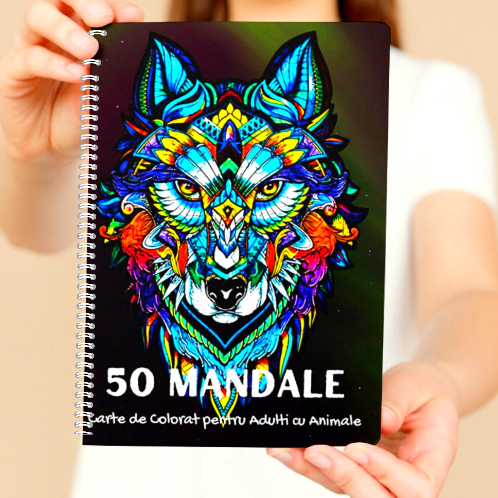 Carte de Colorat pentru Adulti, 50 Mandale cu Animale si Set 12 ...