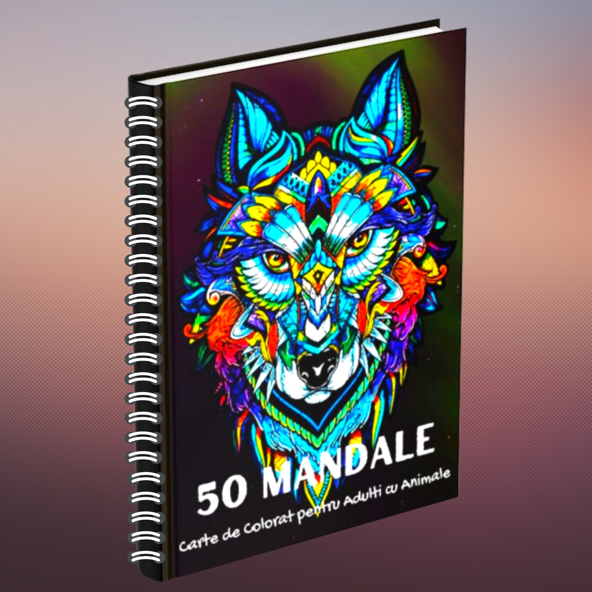 Carte de Colorat pentru Adulti, 50 Mandale cu Animale si Set 12 ...