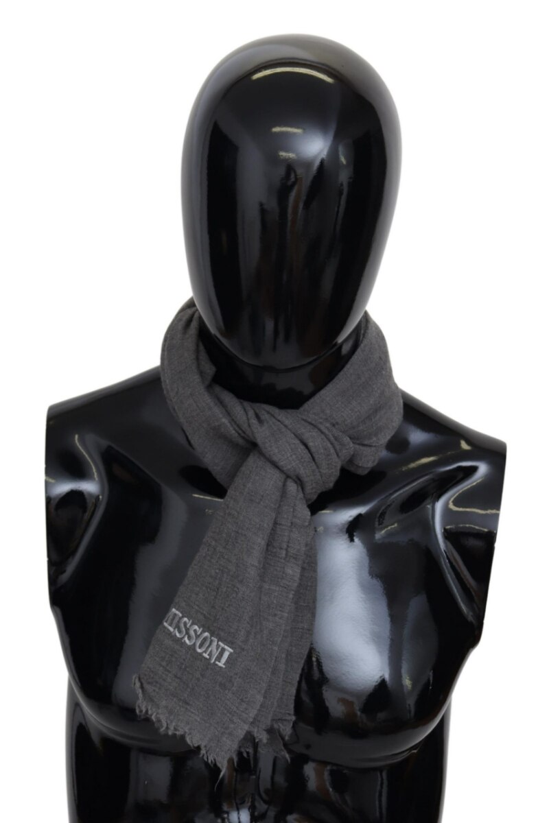 Esarfa barbati, Missoni, Lana, 160 x 90 cm, Gri - eMAG.ro