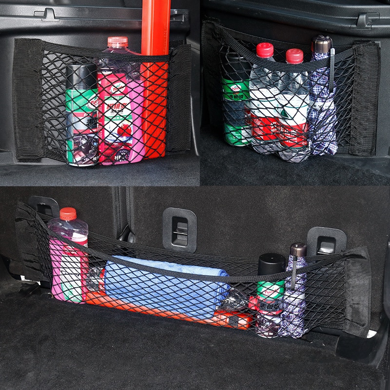 Plasa de organizare portbagaj auto, cu Velcro, 80x25cm, Negru - eMAG.ro