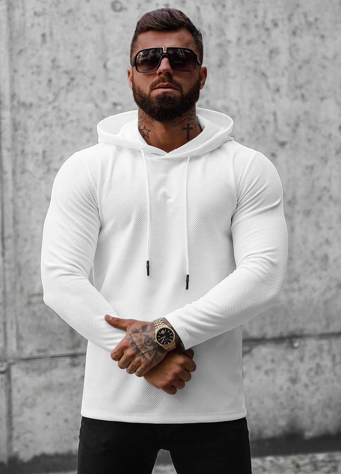 Бял мъжки суичър OZONEE O/D7249 XL - eMAG.bg