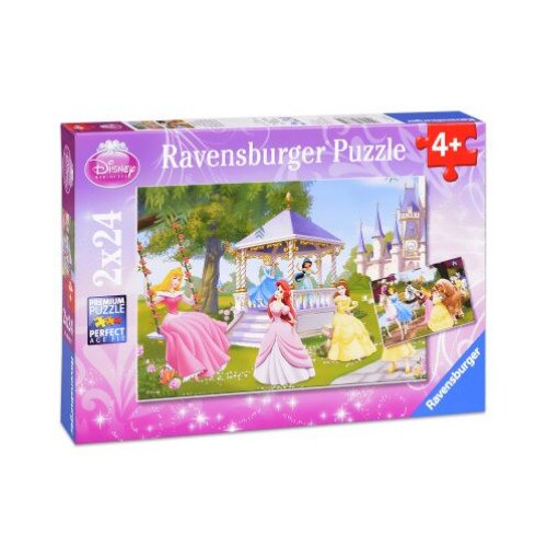 Puzzle Ravensburger din 2 x 24 piese - Printese Disney in gradina - eMAG.ro