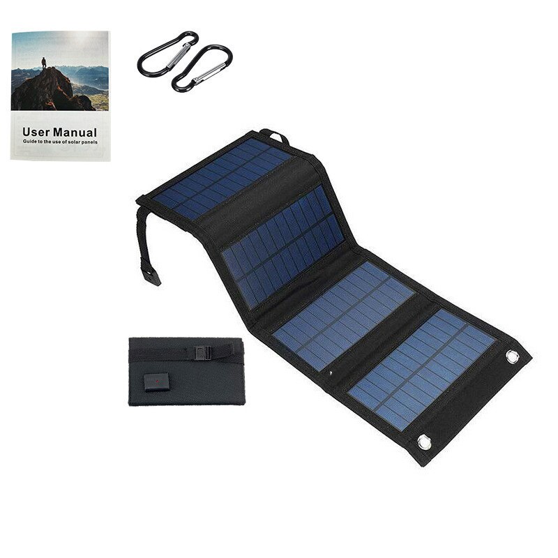 Panou solar portabil, MorFansi, cu 2 buc carabinier, 20W, IP65, 48.7x18 ...