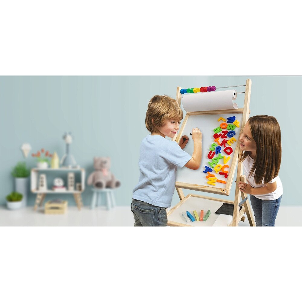Tabla magnetica rotativa pentru copii, 4in1, 42x39x41cm - eMAG.ro