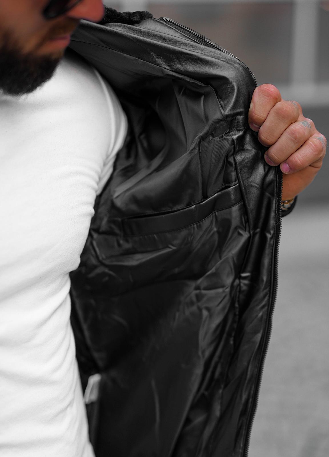 Geaca de piele barbati neagra OZONEE O/M795 XL - eMAG.ro