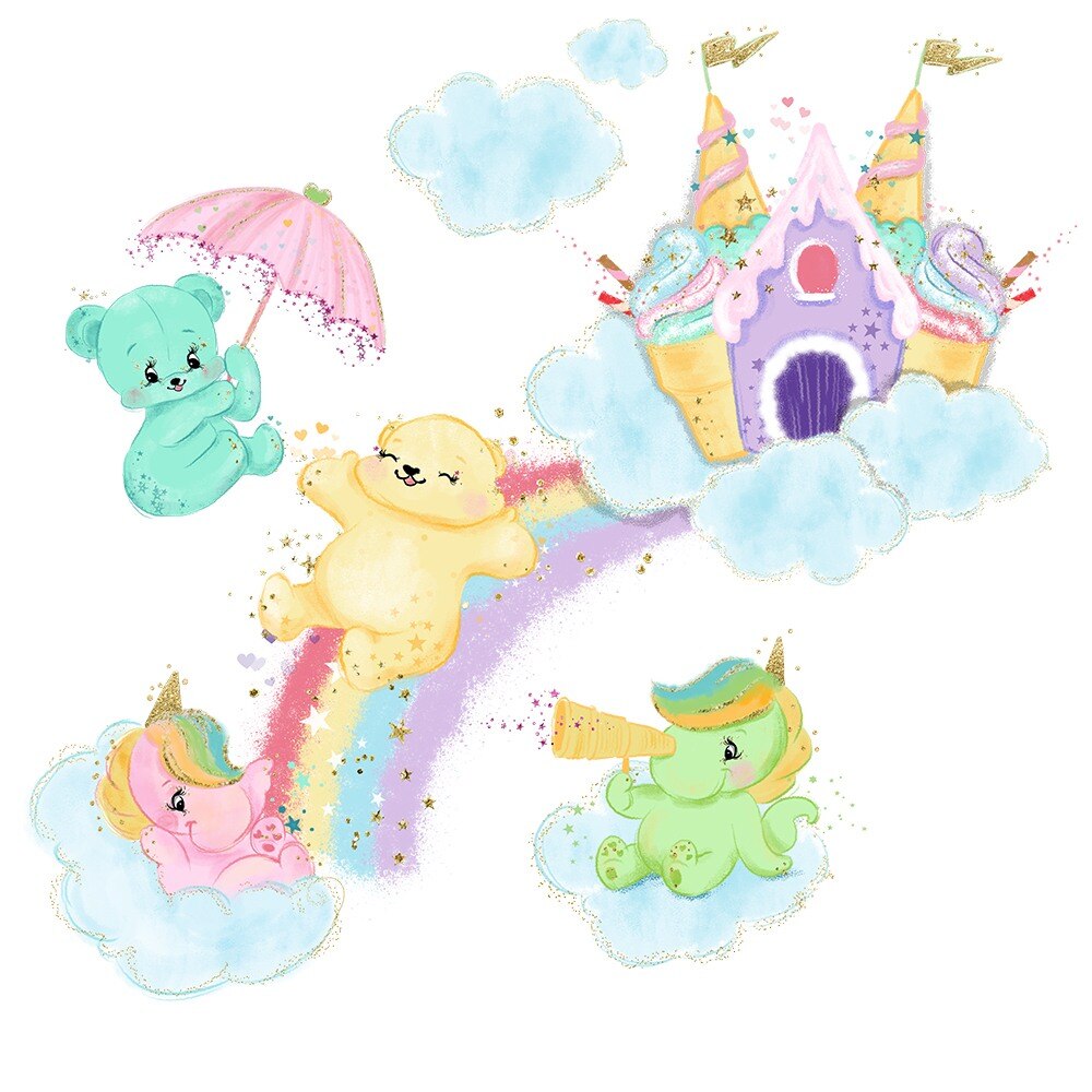 Sticker decorativ Curcubeu cu animalute, Multicolor, 120 cm, 1239-9ST ...