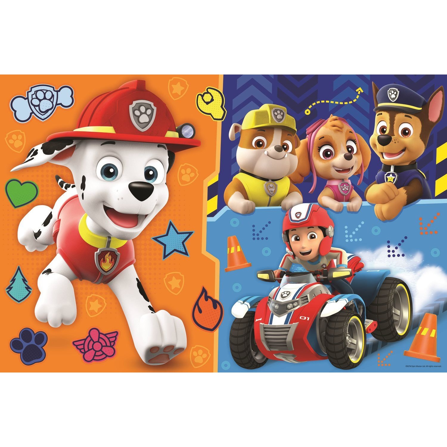 Puzzle cu doua fe?e Trefl 3 in 1 din 15 piese - Face?i cuno?tin?a cu Paw Patrol - eMAG.ro