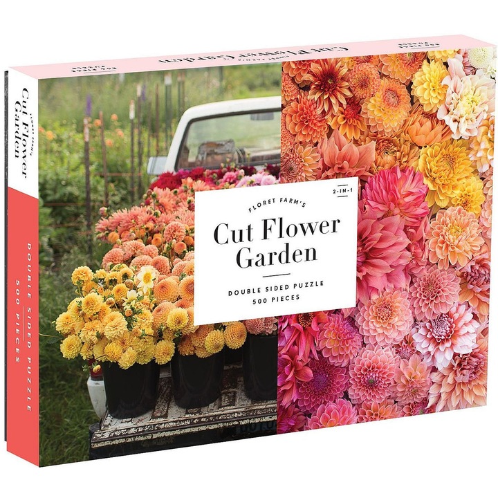 Puzzle cu 2 fete Galison de 500 de piese - Gradina cu flori - eMAG.ro