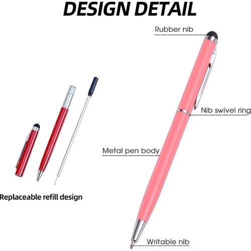 Stylus 2 in 1 compatibil cu dispozitive cu touch screen, Pink - eMAG.ro