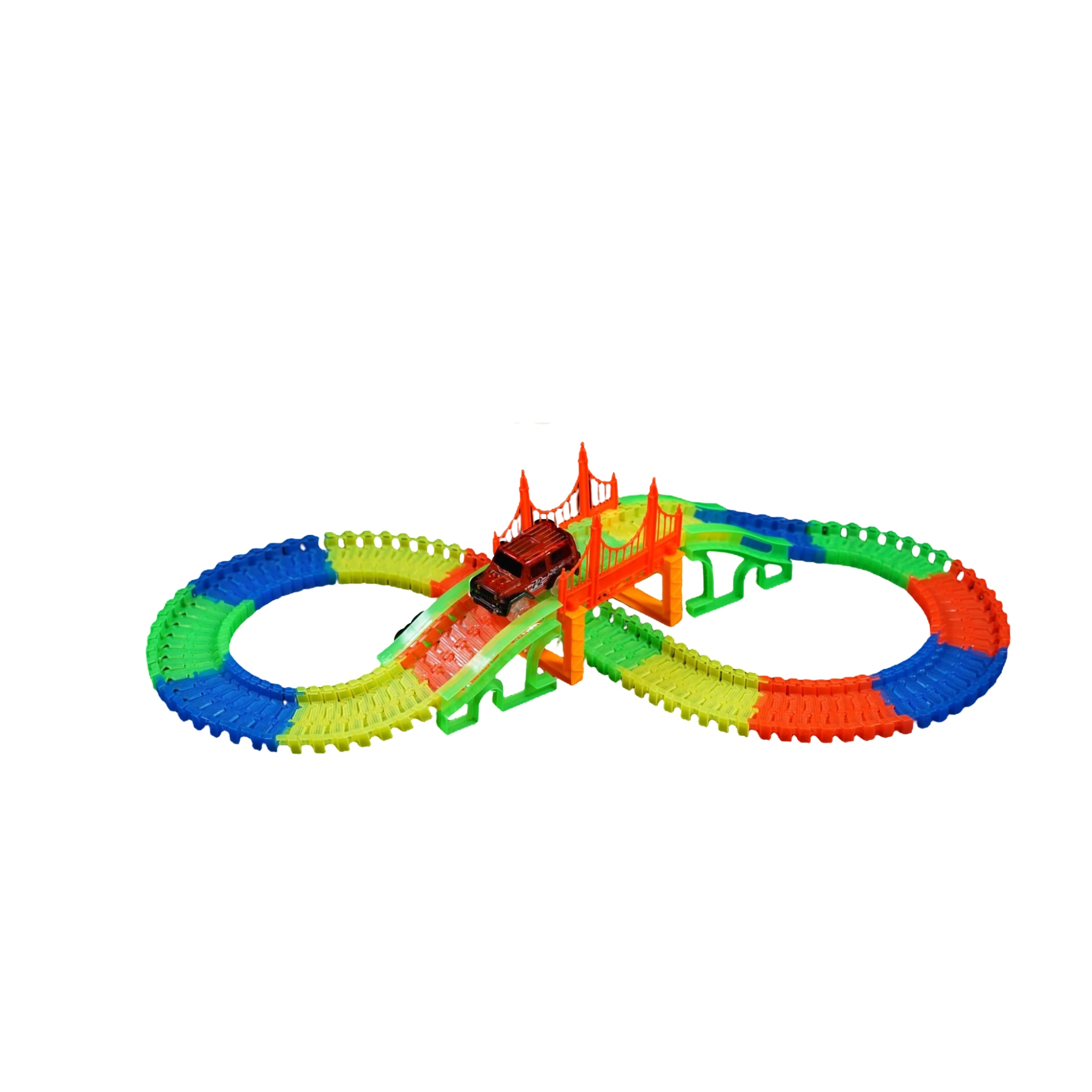 Circuit auto Glow In The Dark, 137 piese, lungime 153 cm - eMAG.ro