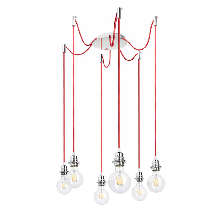 Pendul, RENDL, Metal/Textil, 230 V, E27, Rosu/Argintiu - eMAG.ro