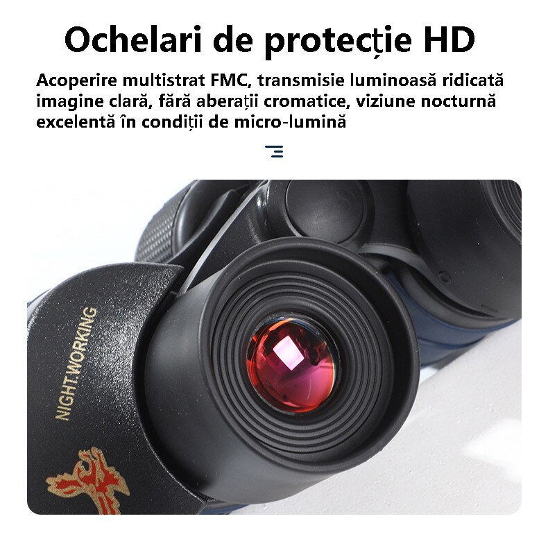 Binoclu, Roffie, 60x60, HD, Vizibilitate nocturna, Albastru/Negru - eMAG.ro