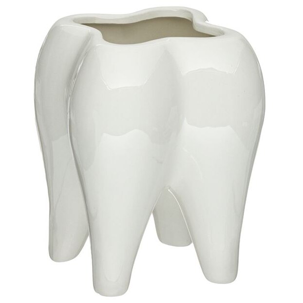 Suport pentru pixuri in forma de dinte, Neirini, Alb, 9 x 9 x 12 cm ...