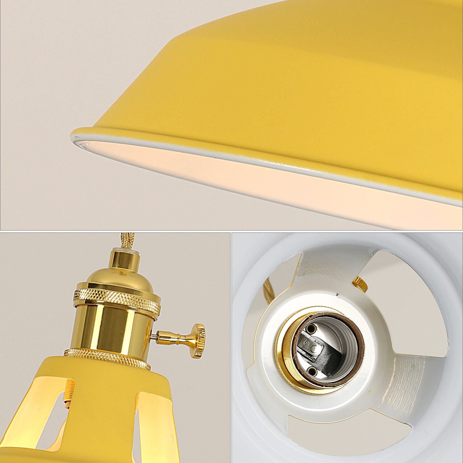 Pendul Retro, Toolight, Fier, E27, Dia 27 cm, Galben - eMAG.ro