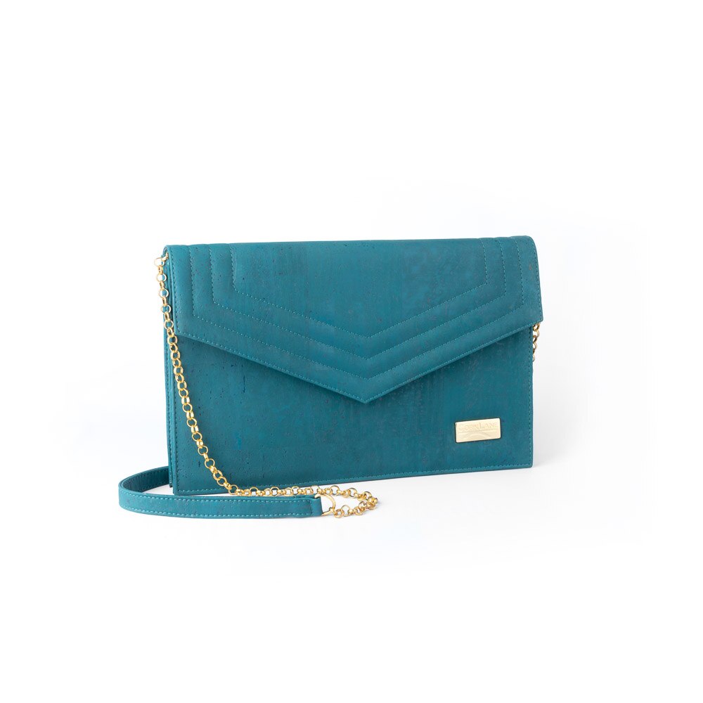 Poseta eleganta de dama din pluta naturala turcoaz, Jackie, Corklane ...