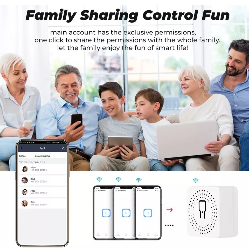 Mini Smart Switch Wi-Fi, Releu inteligent 16A programabil WiFi - eMAG.ro