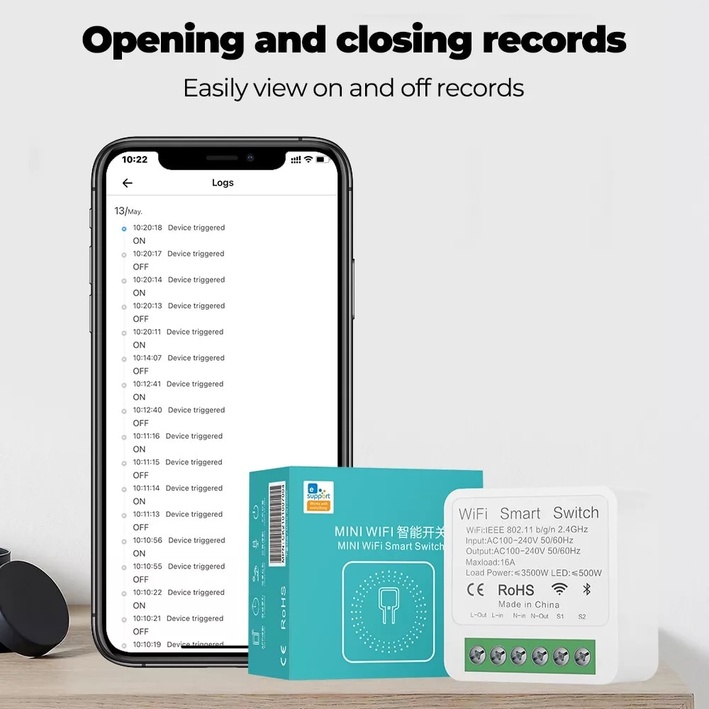 Mini Smart Switch Wi-Fi, Releu inteligent 16A programabil WiFi - eMAG.ro