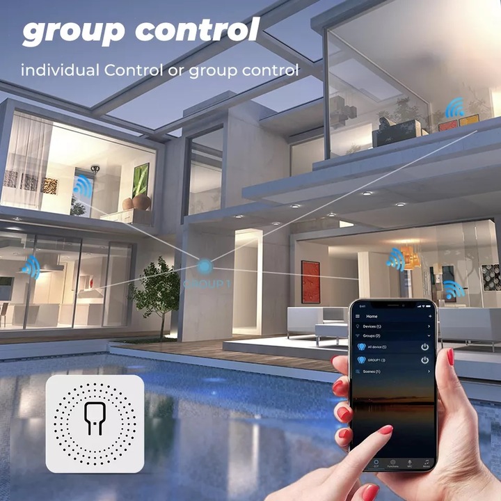 Mini Smart Switch Wi-Fi, Releu inteligent 16A programabil WiFi - eMAG.ro