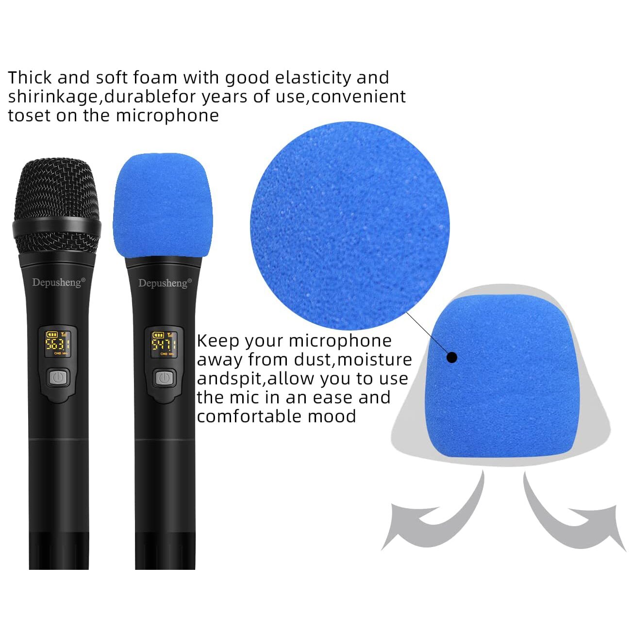 Set 2 microfoane wireless Depusheng W2, Receiver wireless, Afisaj LED ...