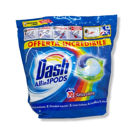 Капсули за пране Dash, Salva Colore, Цветно пране, 70 броя - eMAG.bg