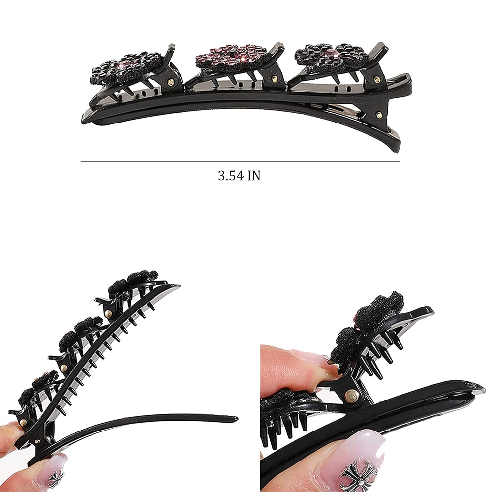 Set 4 clame de par, Strasuri, Flori, Multicolor - eMAG.ro