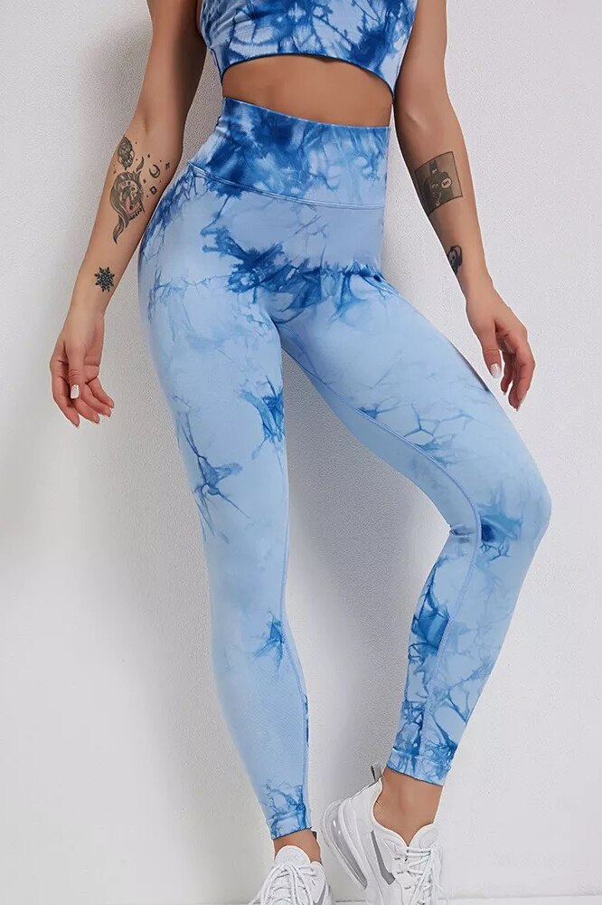 Pantaloni fitness modelatori Marble, Bleu 516 - eMAG.ro