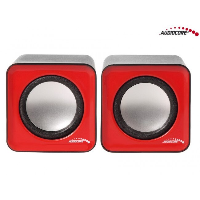Set 2 boxe PC, Audiocore, 6W, USB, Rosu/Negru - eMAG.ro
