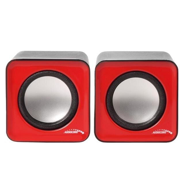 Set 2 boxe PC, Audiocore, 6W, USB, Rosu/Negru - eMAG.ro